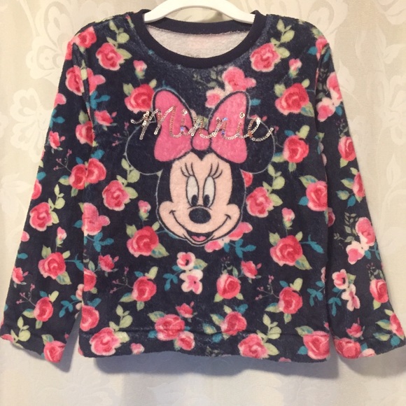 Disney | Shirts & Tops | Disney Minnie Mouse Floral Sweater Large ...
